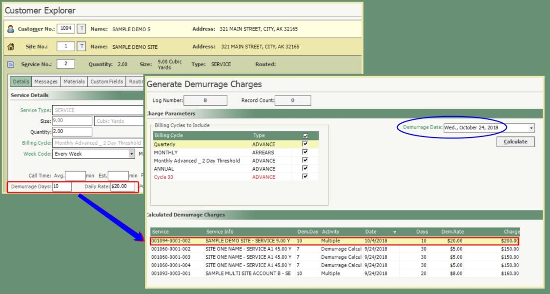 Generate Demurrage Charges