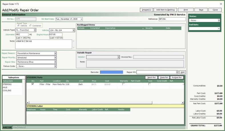 Repair Order Maintenance