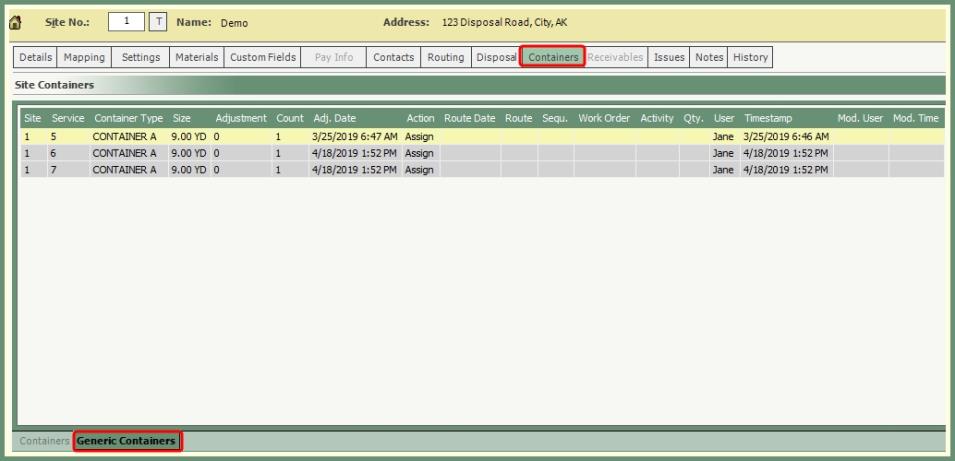 Customer Explorer: Site Containers