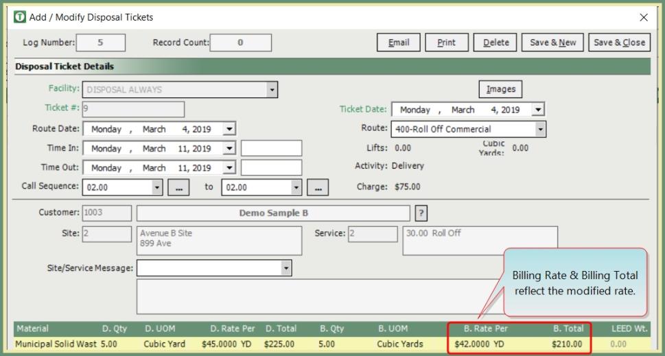 Modify Disposal Rates