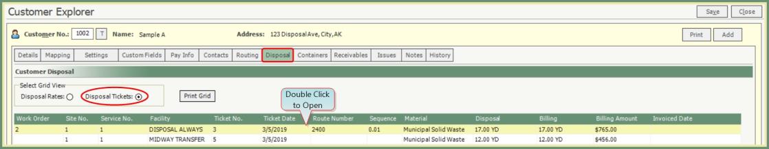 Disposal Ticket Entry