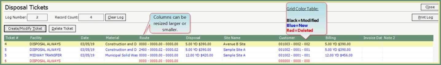 Disposal Ticket Entry