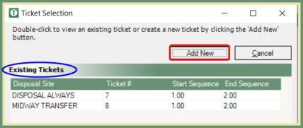 Disposal Ticket Entry