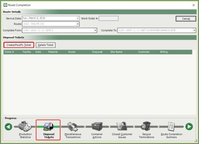 Disposal Ticket Entry