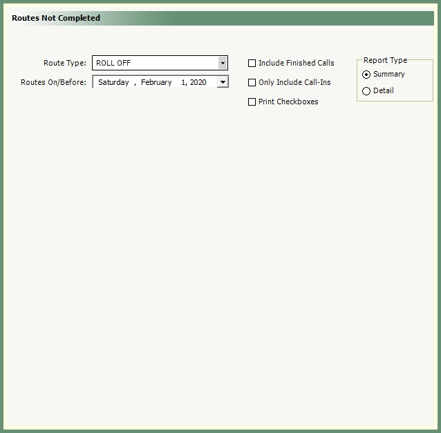 Routes Not Completed